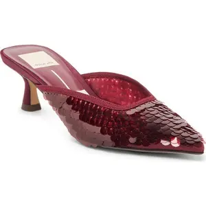 Dolce Vita Cleo Shimmer Kitten Heel Mule - Cranberry Sequin