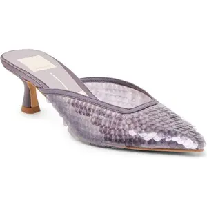 Dolce Vita Cleo Shimmer Kitten Heel Mule - Smoke Sequin