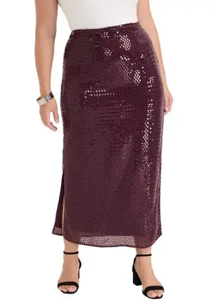 JUNE + VIE Sequined Midi Skirt