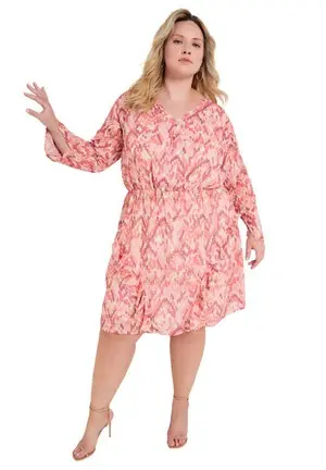 JUNE + VIE Ruffle Detail Mini Dress - Painter's Dots