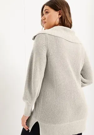 JUNE + VIE Half Zip Sweater - Navy