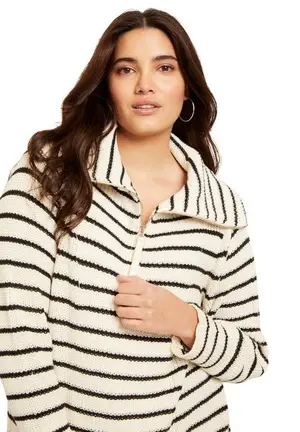 JUNE + VIE Half Zip Sweater - Navy
