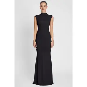 LEAU Como Cap-sleeve Maxi Dress - Black