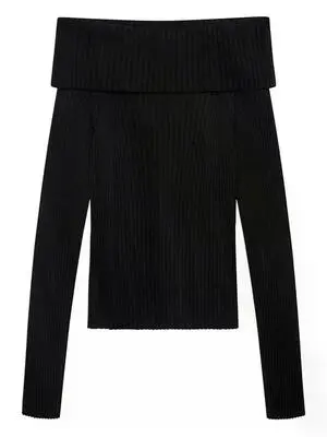 ANINE BING Kira Off-shoulder Ribbed Sweater