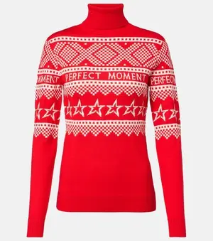 Perfect Moment Holiday Intarsia Wool Turtleneck Sweater