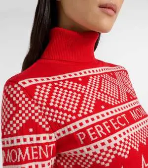 Perfect Moment Holiday Intarsia Wool Turtleneck Sweater