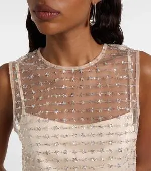 Staud Seraphina Sequined Tulle Top - Pink
