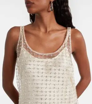 Staud Aurielle Sequined Tulle Mini Dress