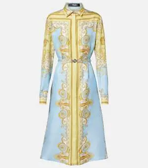 Versace Barocco Silk Twill Midi Dress