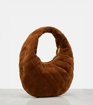 Saint Laurent Quilted Suede Top Handle Bag - Brown