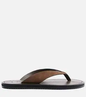 A.emery Flora Suede Thong Sandals - Brown