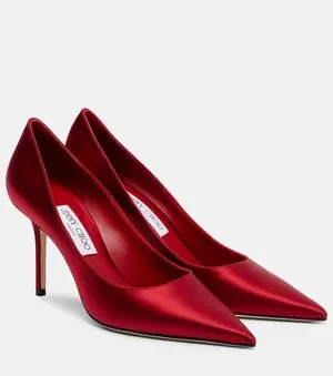 JIMMY CHOO Love 85 Satin Pumps - Red