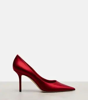 JIMMY CHOO Love 85 Satin Pumps - Red