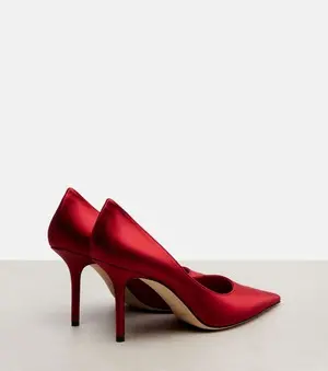 JIMMY CHOO Love 85 Satin Pumps - Red