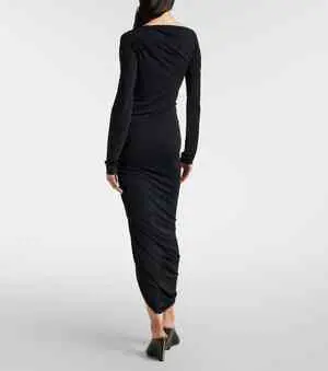 FERRAGAMO Ruched Jersey Midi Dress