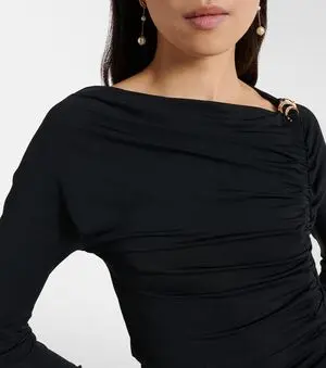 FERRAGAMO Ruched Jersey Midi Dress