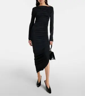FERRAGAMO Ruched Jersey Midi Dress