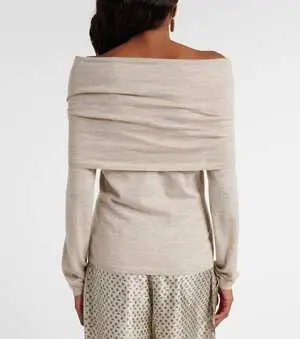 Max Mara Cashmere Off-shoulder Sweater - Beige