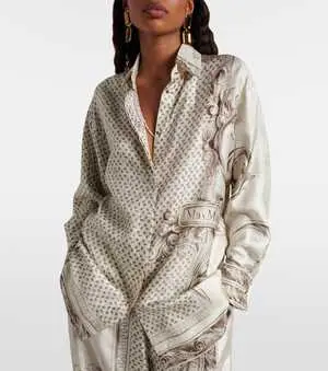 Max Mara Grado Printed Silk Satin Shirt
