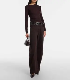 AGOLDE Tania Twist Ruched Top - Brown