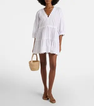 JULIET DUNN Embroidered Cotton Poplin Minidress - White