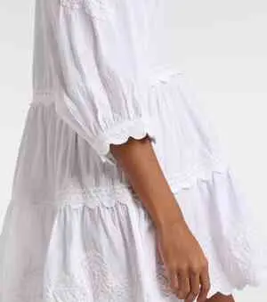 JULIET DUNN Embroidered Cotton Poplin Minidress - White