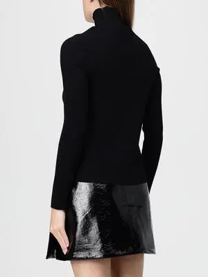 COURREGES Ribbed Turtleneck Sweater With Button Detail - Black
