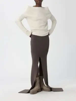Rick Owens Ribbed Maxi Skirt With Slit