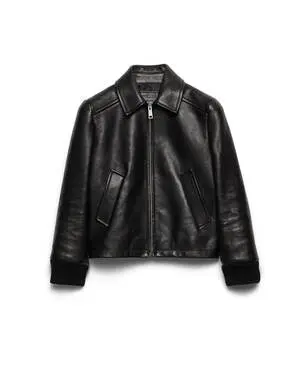 Prada Leather Blouson Jacket - Black