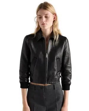 Prada Leather Blouson Jacket - Black