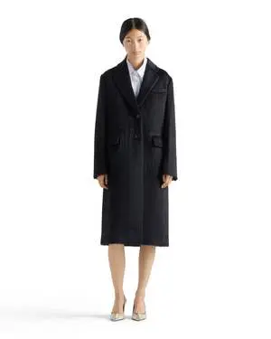 Prada Single-breasted Velour Coat - Blue