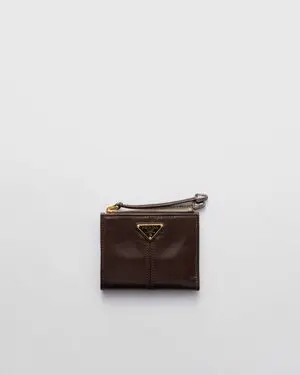 Prada Small Leather Wallet - Dark Brown