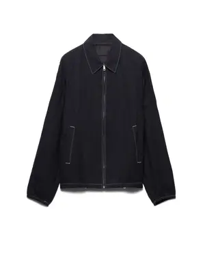 Prada Cotton Blouson Jacket With Classic Collar And Zipper Closure
