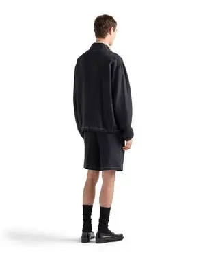 Prada Cotton Blouson Jacket With Classic Collar And Zipper Closure