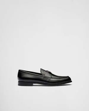 Prada Brushed Leather Loafers - Black