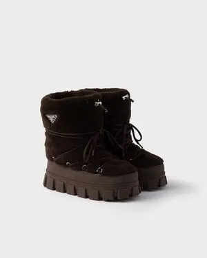 Prada Shearling Après Ski Booties - Dark Brown
