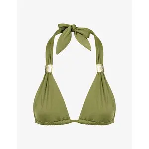 Heidi Klein Slider Halter-neck Bikini Top - Olive