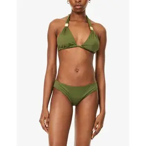 Heidi Klein Slider Halter-neck Bikini Top - Olive