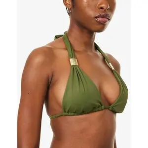 Heidi Klein Slider Halter-neck Bikini Top - Olive