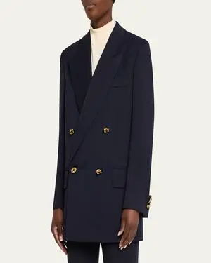 Bottega Veneta Sartorial Grain De Poudre Wool Jacket - Abyss