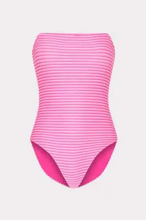 MILLY Stripe Strapless One Piece - Pink