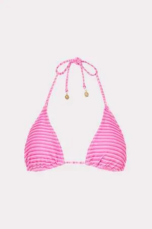MILLY Stripe Triangle Bikini Top - Pink