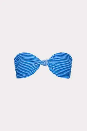 MILLY Stripe Knot Bandeau Bikini Top - Blue