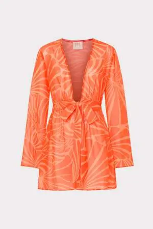 MILLY Jessie Abstract Kai Print Chiffon Mini Cover-up - Orange