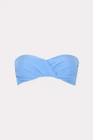 MILLY Soleil Gloss Twist Bandeau Bikini Top - Mineral Blue