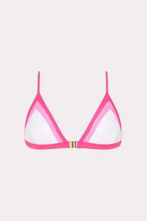 MILLY Positano Color Block Bikini Top - Milly Pink