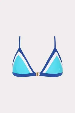 MILLY Positano Color Block Bikini Top - Ocean Blue