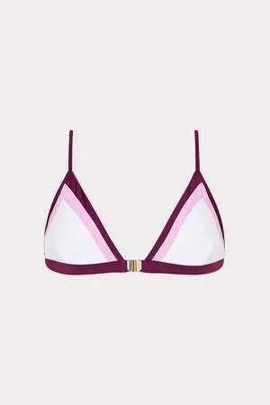 MILLY Positano Color Block Bikini Top - Pink/cabert