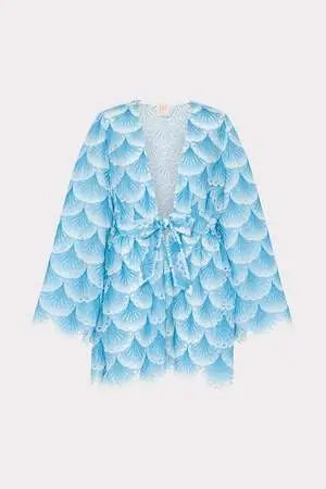 MILLY Jessie Bubble Wave Lace Cover-up - Blue/white