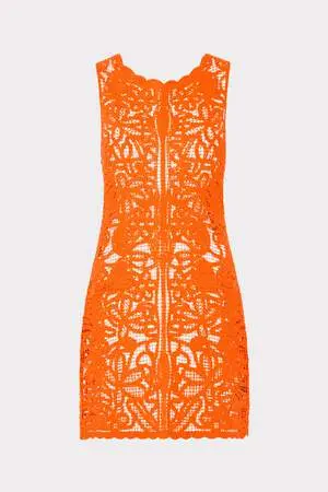 MILLY Crochet Mini Cover-up Dress - Orange